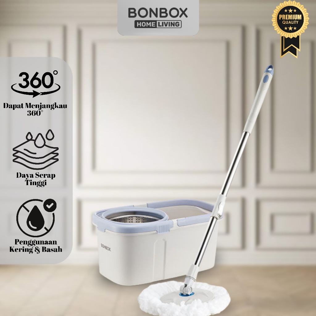 Jual BONBOX Alat Pel Lantai Ember 2 in 1 Kain Fiber Ember Spin Mop ...