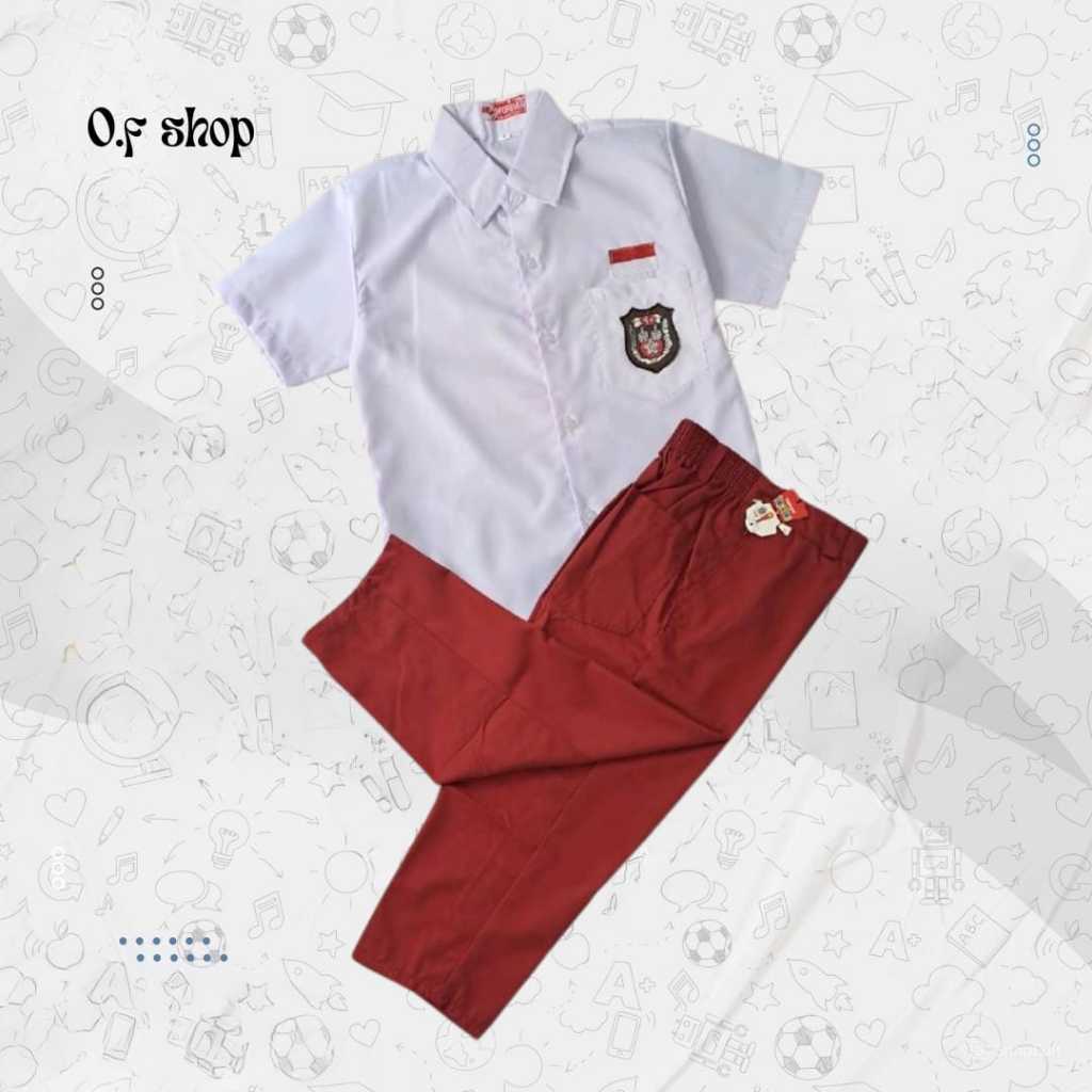 Jual Seragam sd merah putih baju lengan pendek celana panjang // baju ...