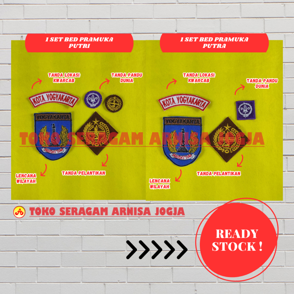 Jual [BISA COD] Bed Pramuka 1 Set Lengkap "Wilayah Yogyakarta" |Badge Daerah, Tanda Lokasi ...