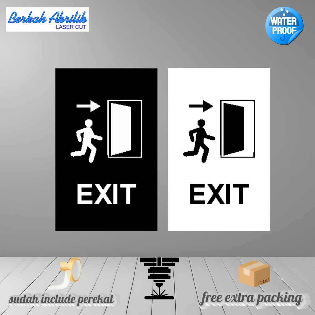 Jual Exit Sign Board Kayu Print Signage Label Petunjuk Tanda Arah ...
