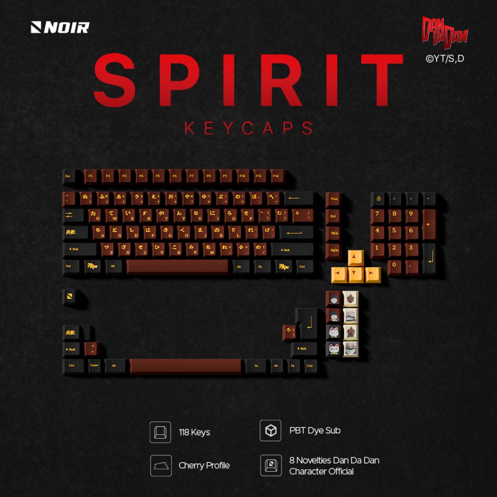 Jual Noir Dan Da Dan Spirit Keycaps - PBT Dyesub Cherry Profile 125 ...