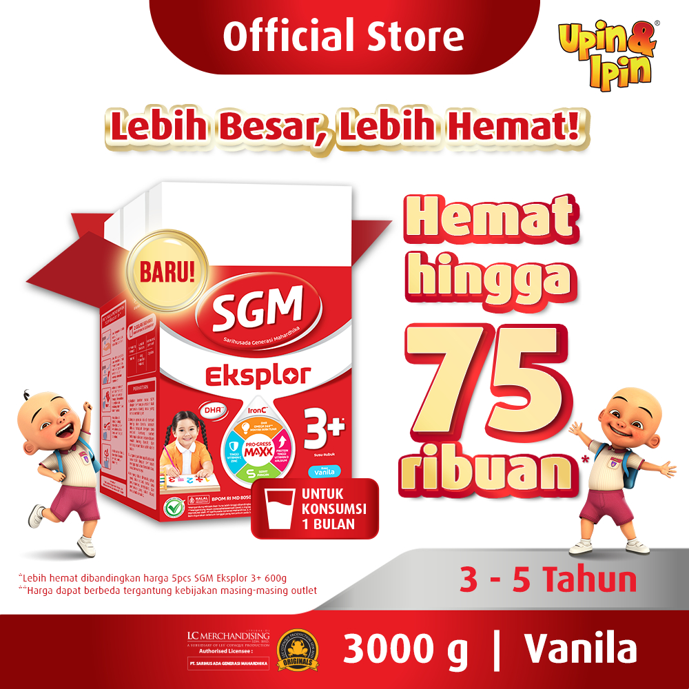 Jual SGM Eksplor 3+ dengan IronC Susu Pertumbuhan Rasa Vanilla 3000GR | Shopee Indonesia