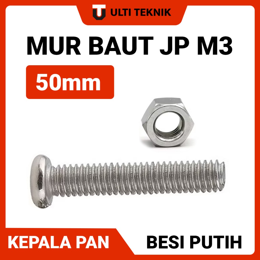 Jual Mur Baut JP M3 x 50mm Sepasang Besi Putih Galvanis | Baut Philips Head Kepala Pan | Shopee ...