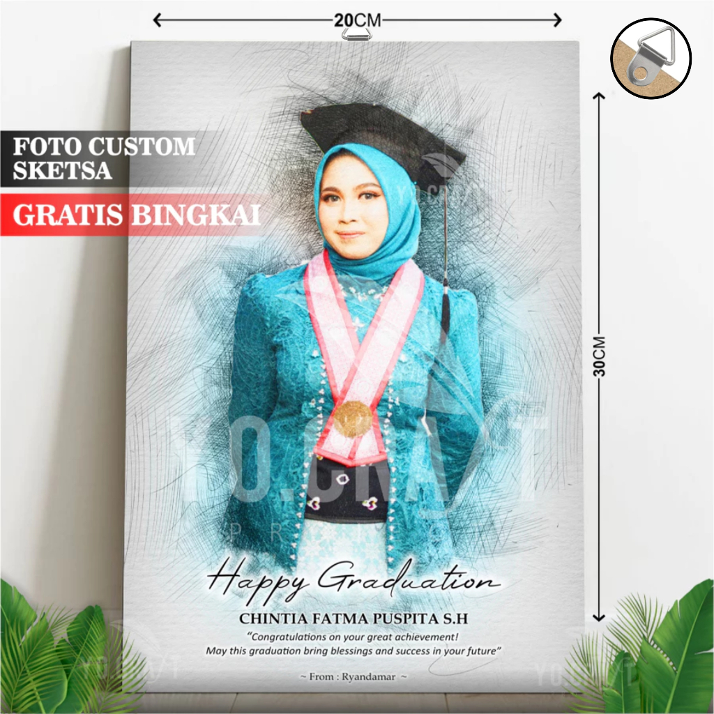 Jual Kado Foto sketsa wajah Custom ( 1HARI JADI) + Gratis Frame, Buat ...