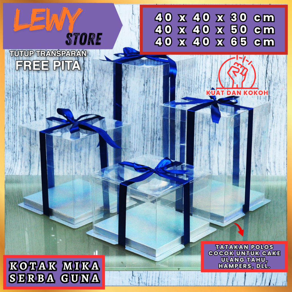 Jual Cake Box Mika Dus Kue Kotak Kue 40x40 cm Tutup Transparant PET ...
