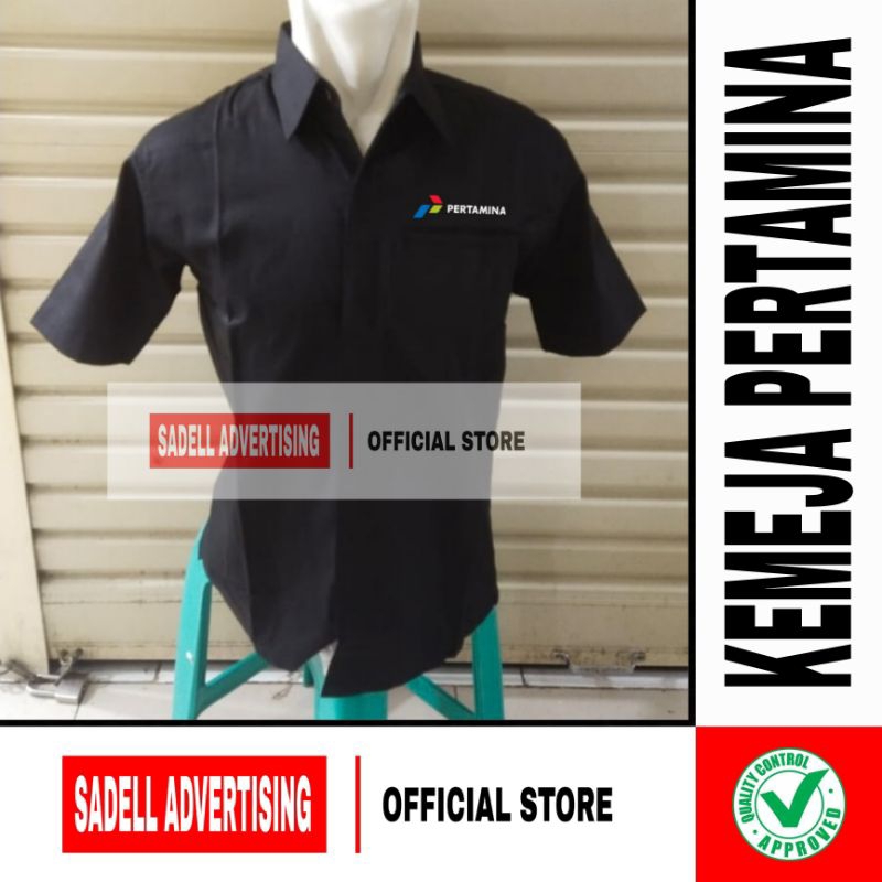 Jual Kemeja PERTAMINA Seragam Pertamina Hitam Lengan Pendek Pria Bordir ...