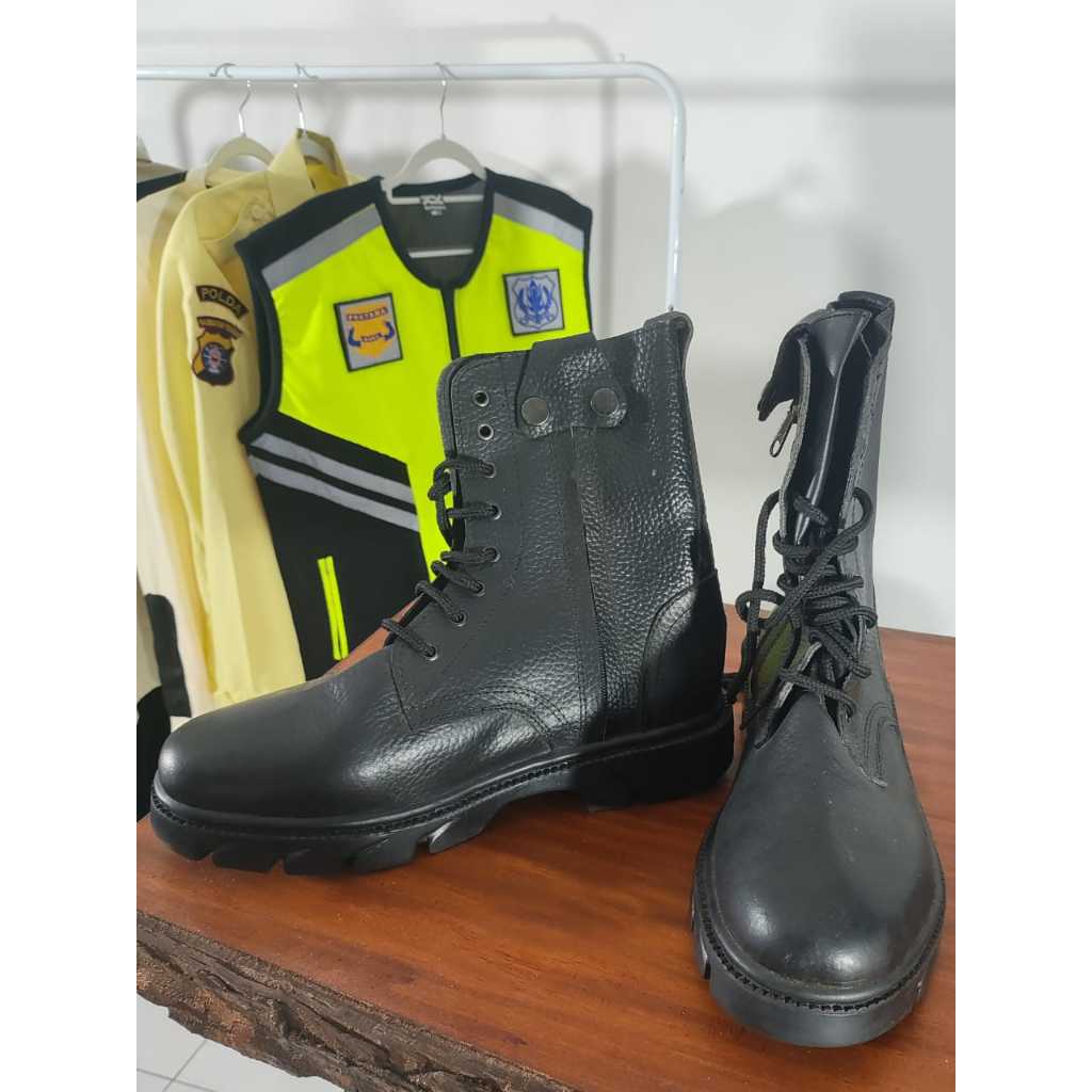 Jual Sepatu Boot Hitam Security Safety SEPATU PDL KULIT MOTIF KULIT JERUK RESLETING / SEPATU PDL ...