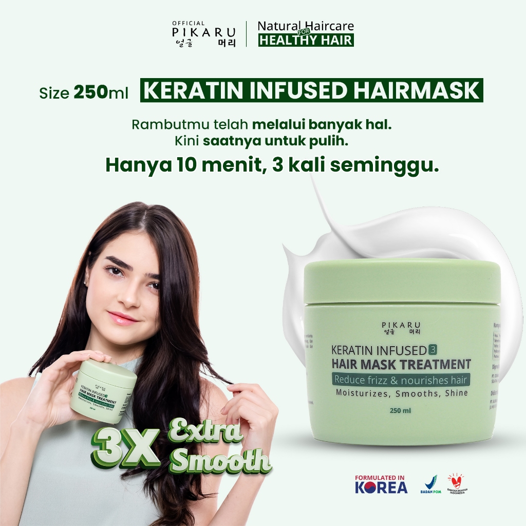 Jual PIKARU Keratin Treatment Infused 3 Hair Mask | Shopee Indonesia
