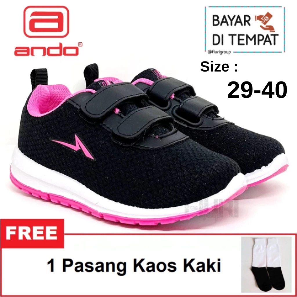 Jual FIURI - ANDO ORIGINAL - NITTA VIANY REBECCA BSC SAGA PEREKAT 29-40 HITAM PINK - SEPATU ...