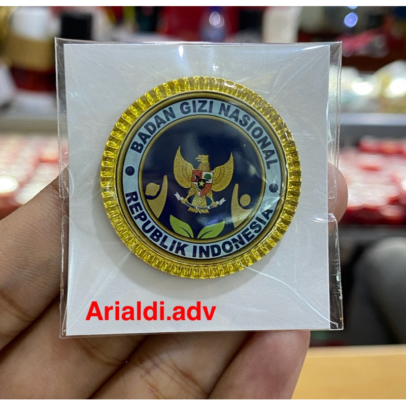Jual pin BADAN GIZI NASIONAL kuningan tebal dilapis resin magnet pin ...