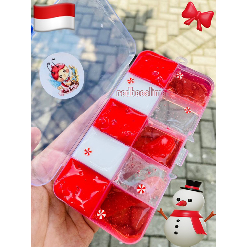 Jual slime palette slime merah putih indonesia palet pallet chrismast ...