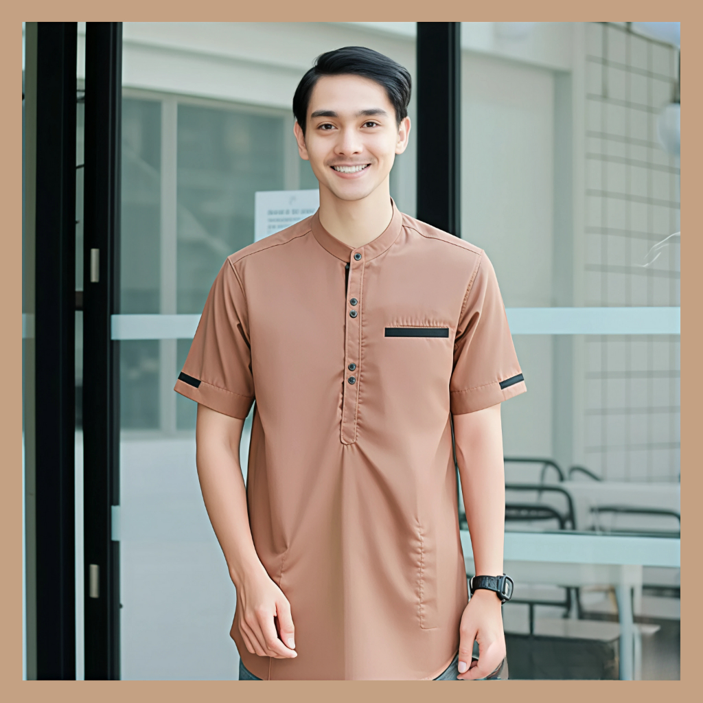 Jual BAJU KOKO PRIA LENGAN PENDEK KEKINIAN TERBARU WARNA COKSU BY ...