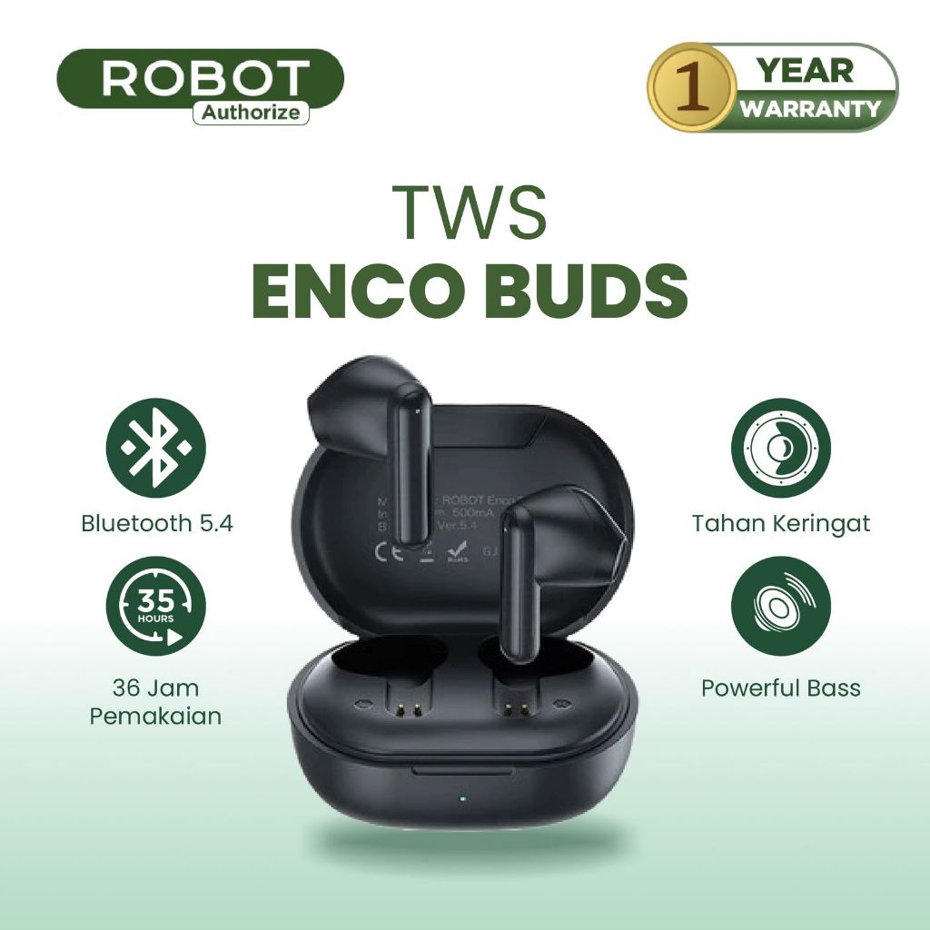 Jual ROBOT TWS Enco Buds 1 TWS Mini Bluetooth 5.4 Tahan Air IPX4 TWS ...