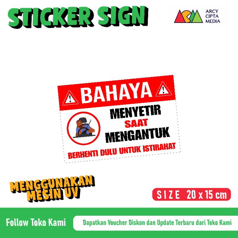 Jual Stiker Awas bahaya menyetir | Shopee Indonesia