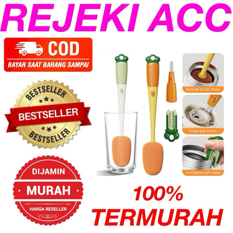 Jual Sikat Pembersih Botol 3in1 Bentuk Wortel Gagang Panjang / Bottle ...