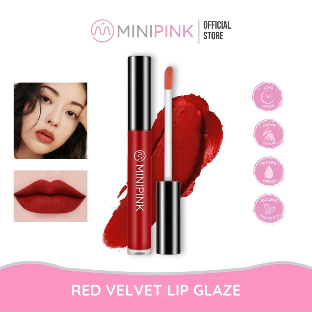 Jual MINIPINK Red Velvet Lip Glaze Matte Liquid Lipstick Glamour 6 ...