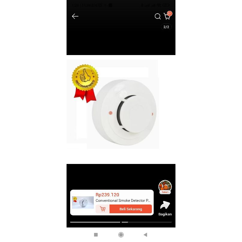 Jual Conventional Smoke Detector Photo Electric Work AW-CSD311 Sensor ...