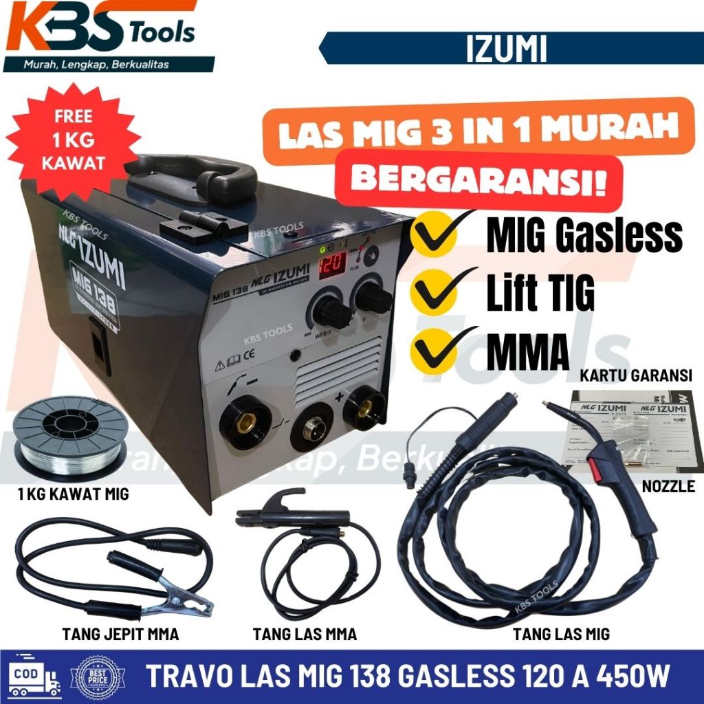 Jual Mesin Travo Las NLG IZUMI MIG 138 450w Trafo Las MIG Tanpa Gas ...