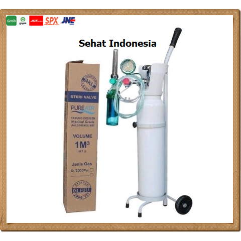 Jual Tabung oksigen 1m3 siap pakai - Tabung oxygen set 1m3 - Tabung oksigen lengkap | Shopee ...