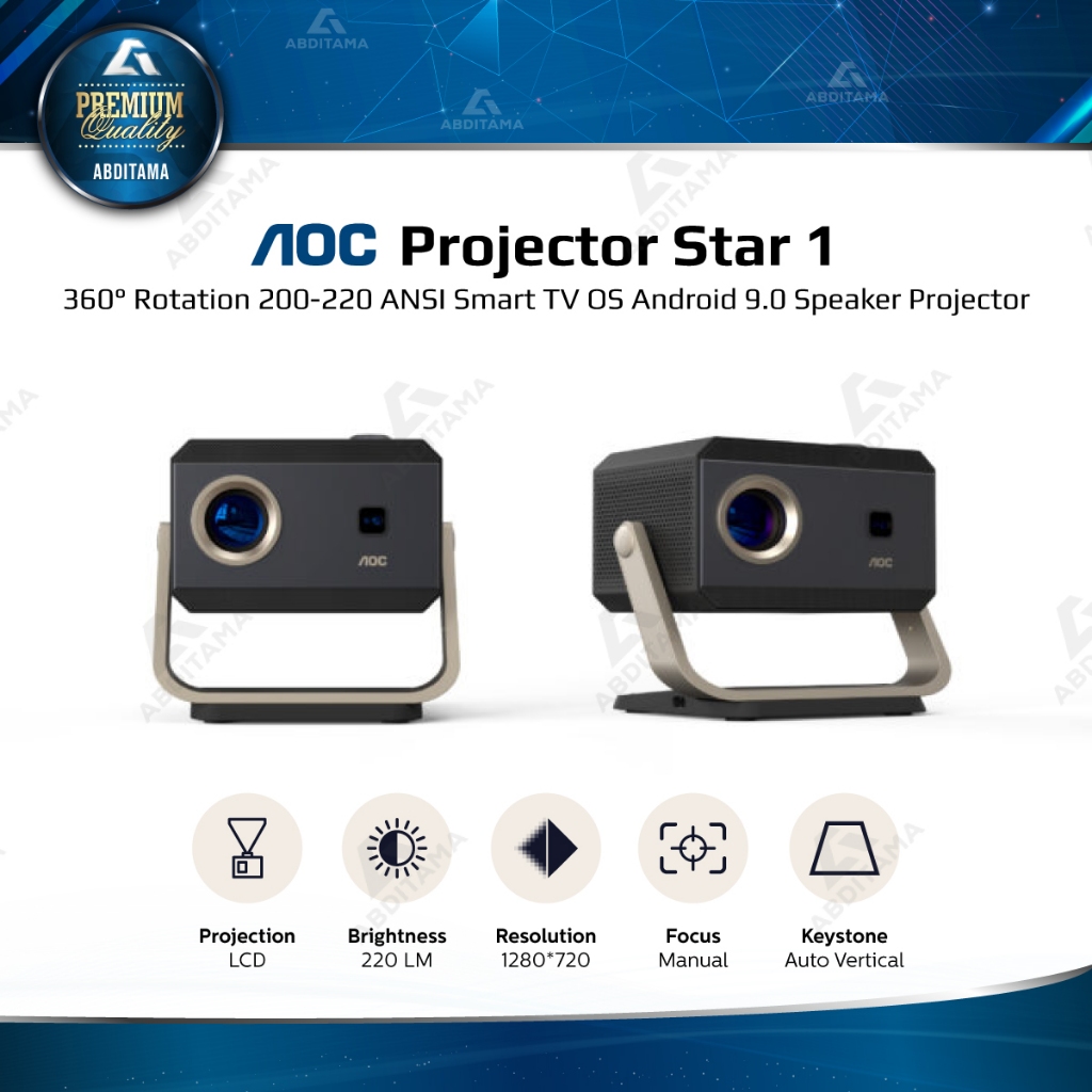 Jual LED SMART Projector AOC Star1 200-220 ANSI Smart TV OS Android 9.0 ...