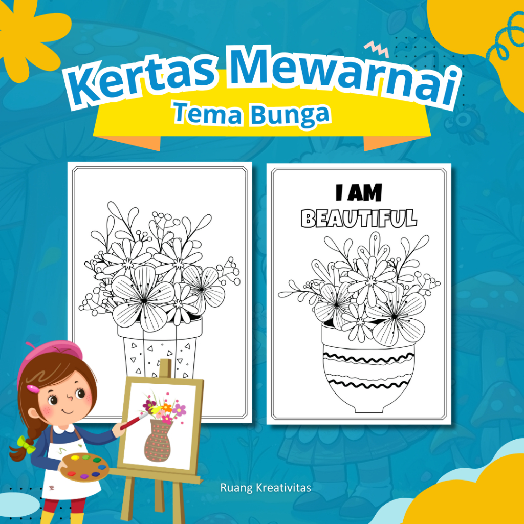 Jual KERTAS MEWARNAI ANAK TEMA Bunga / KERTAS GAMBAR MEWARNAI UNTUK ...