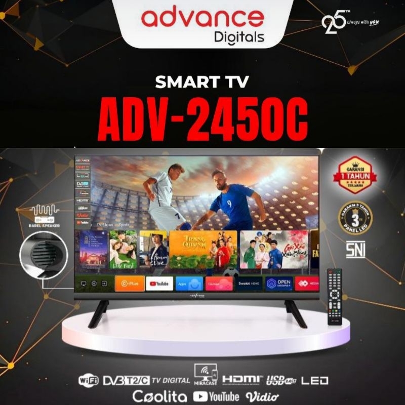 Jual ADVANCE SMART TV FRAMELESS 24 INCH GARANSI 3 THN ADV-2450C ...