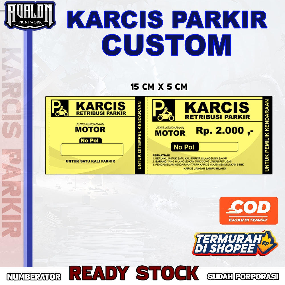 Jual KARCIS PARKIR CUSTOM - SEPEDA MOTOR / MOBIL / TEMPAT WISATA ...