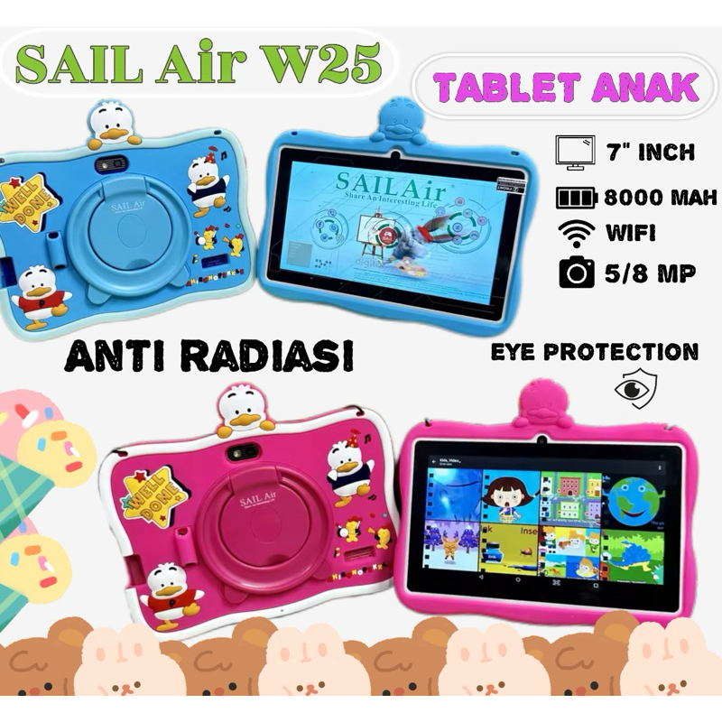 Jual Tablet android anak Sail Air w25 | tablet edukasi | anti radiasi ...