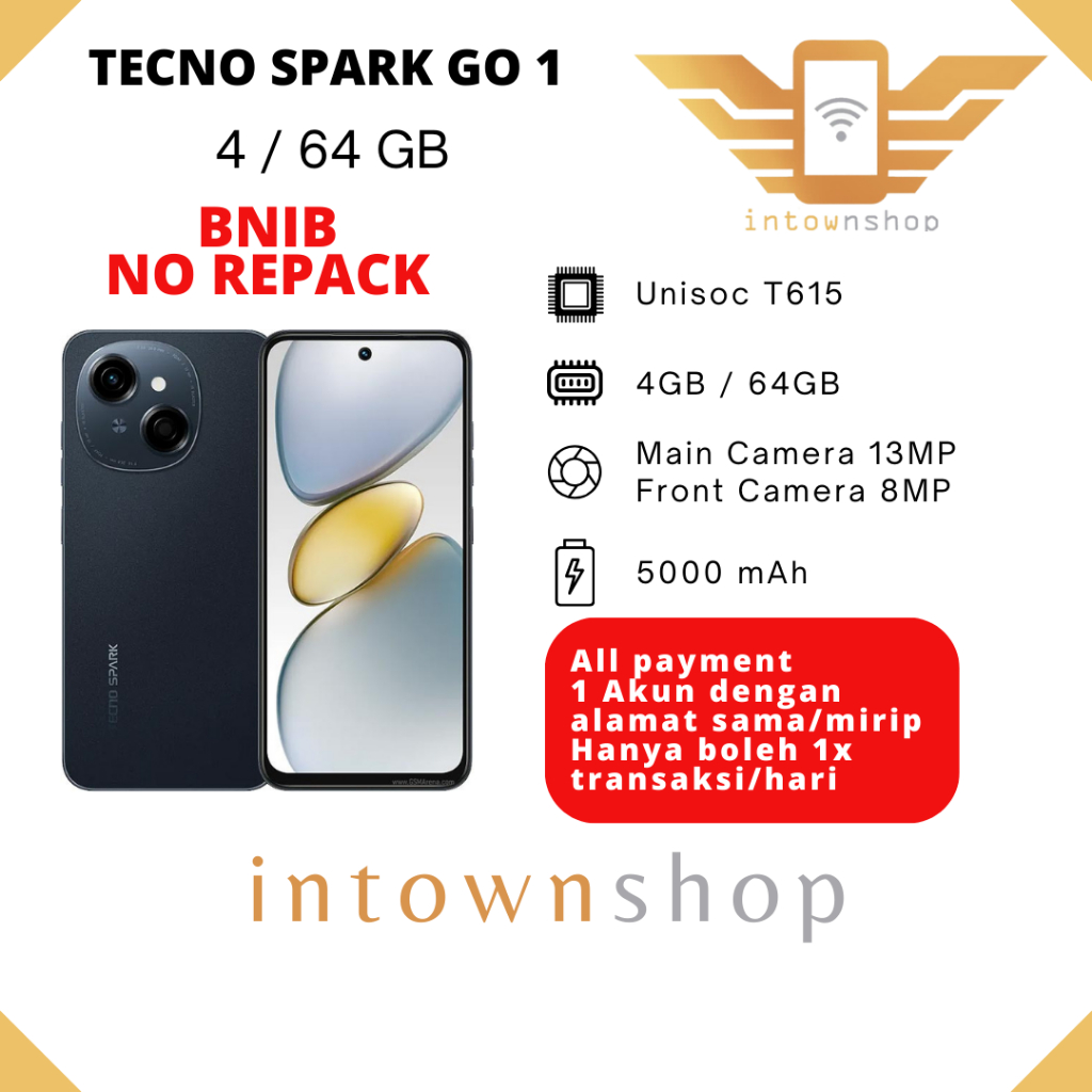Jual TECNO SPARK GO 1 4/64GB - GARANSI RESMI | Shopee Indonesia