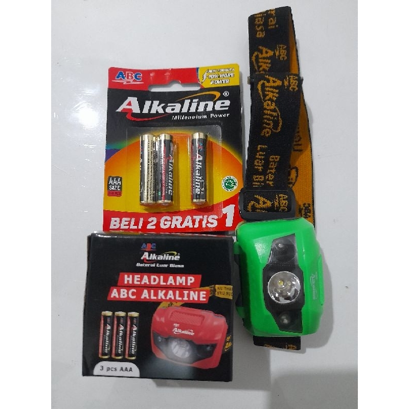 Jual Senter Kepala LED Baterai [1] + Batere ABC Alkaline AAA 2+1 [3 ...