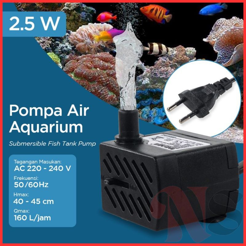 Jual Pompa Air Aquarium Submersible Pump Fish Tank 220-240V 2.5 Watt ...