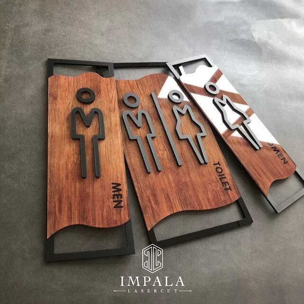 Jual Sign Petunjuk Toilet Akrilik Kombinasi Kayu Desain Modern Bebas ...
