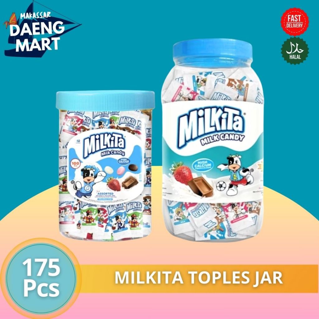 Jual Permen Makassar Milkita Candy Jar Assorted Festive (1 Toples Isi ...