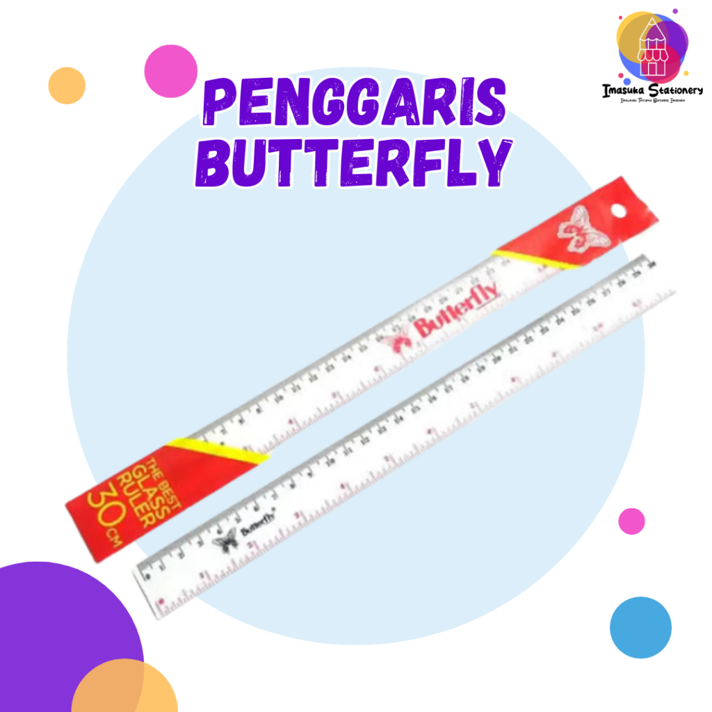 Jual Penggaris Butterfly / Penggaris Plastik Tebal Butterfly 15 20 30 ...