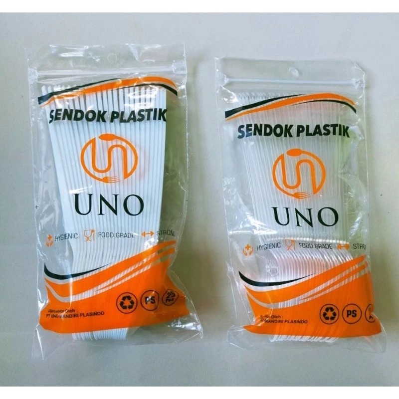 Jual Sendok Makan Plastik sendok makan panjang Merk UNO 1pack isi 25pcs ...