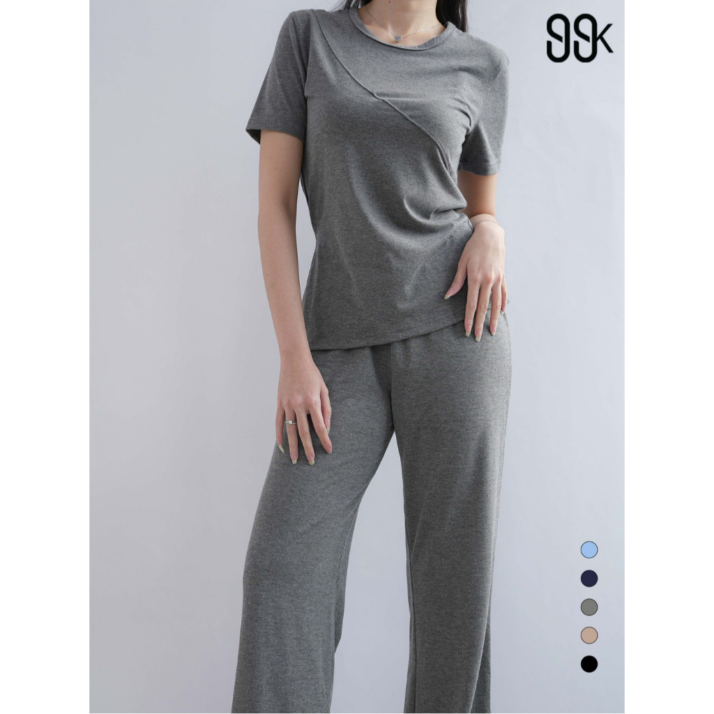 Jual 99kOUTLET Women Oneset T-Shirt Short Sleeve Round Neck + Pants ...
