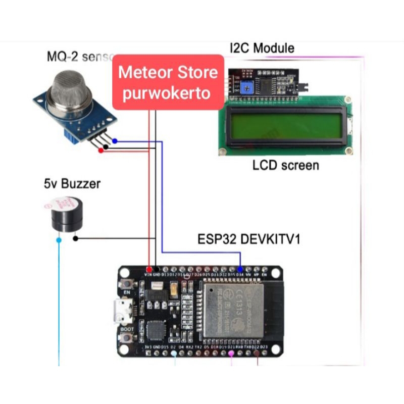 Jual sistem monitoring kebocoran gas berbasis esp 32 dengan sensor mq 2 ...