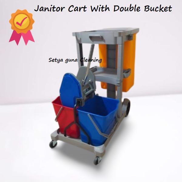 Jual Janitor Cart With Double Bucket | Shopee Indonesia