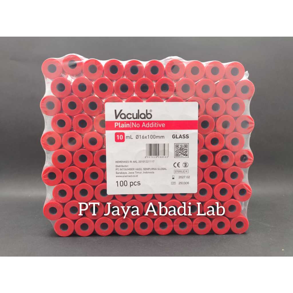 Jual Vaculab plain tabung darah 10ml 10 ml 10cc 10 cc ecer satuan ...