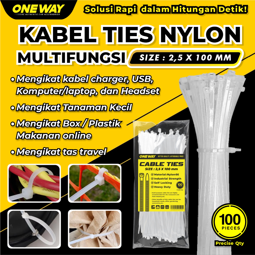 Jual Kabel Ties Cable Tis Kabel Tis Putih 2.5 x 100 mm Nylon Cable Tie ...