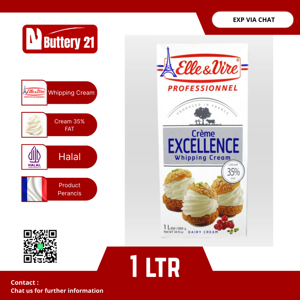 Jual ELLE & VIRE WHIPPING CREAM 1 LTR/CREME EXCELLENCE/CREAM 35 % FAT ...