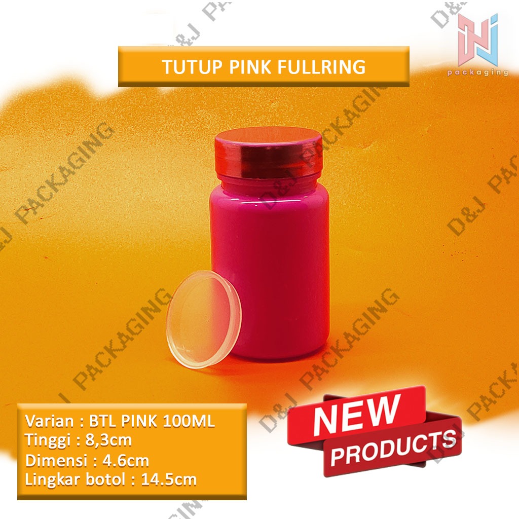 Jual Botol Kapsul 100ml Pink Tutup Pink Full Ring + Plug | Shopee Indonesia