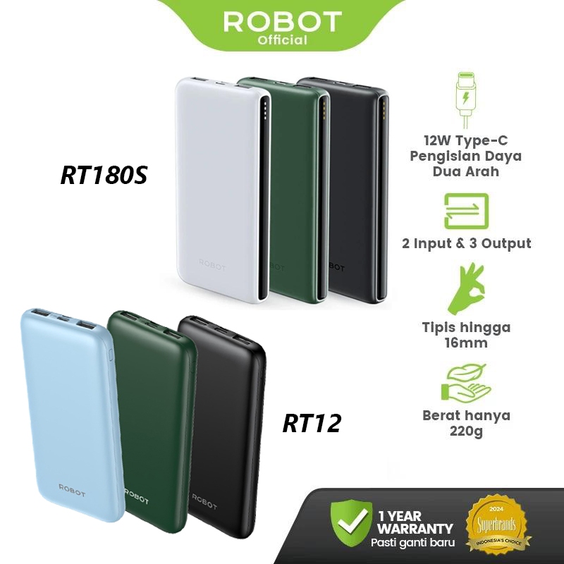 Jual Robot RT12 / RT180S 10000mAh Powerbank Micro USB / USB-C (New ...