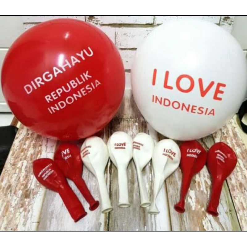 Jual balon latex i love Indonesia isi 100pcs | Shopee Indonesia