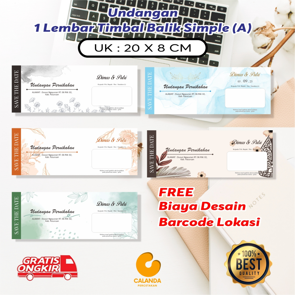 Jual Undangan Pernikahan / Nikah 1Lembar Timbal Balik (A) Free Biaya ...