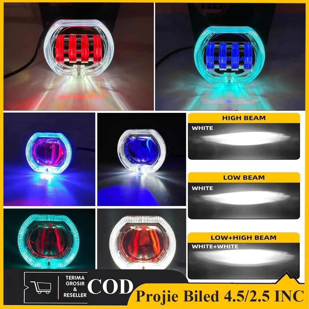 Jual 4.5/2.5 inci Lampu Biled Tembak LED Projie Biled & Shroud 8D 4 ...