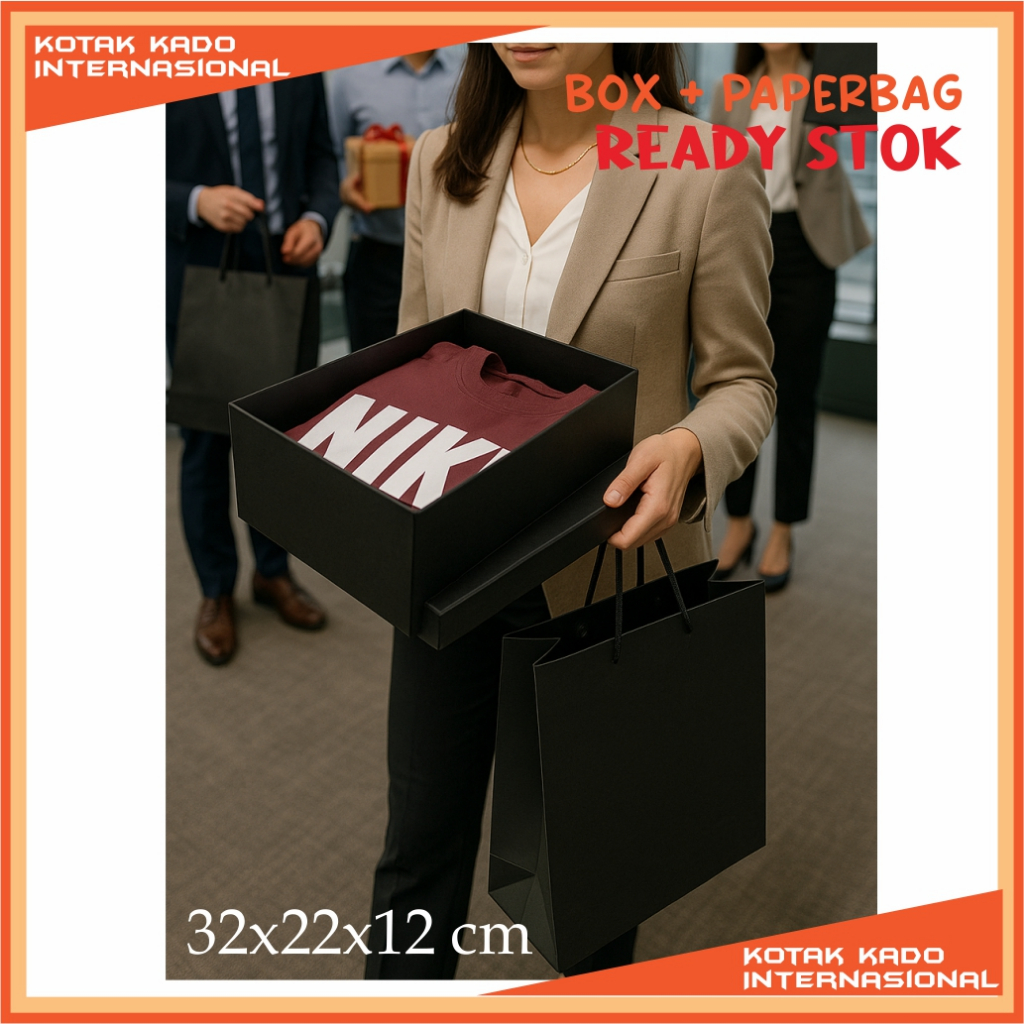 Jual Gift Box cowo premium GRATIS Paperbag Hitam PREMIUM ukuran Besar ...