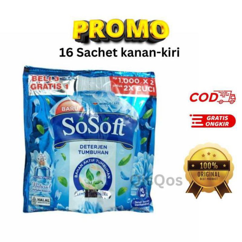 Jual Promo!! Isi 16 Sachet Sosoft Detergent Cuci Pakaian Cair Sosoft 80 ...