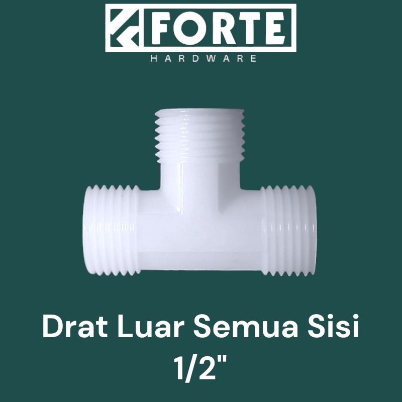 Jual Tee Drat Luar Semua Sisi 1/2" inch Plastik PVC POM Putih / Nepel ...