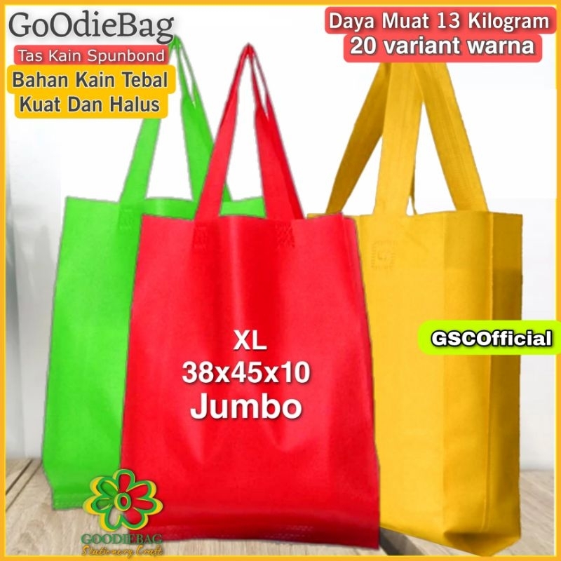 Jual Jumbo Uk 38x45x10 cm Lusinan Goodie Bag kantong Tas kain Spunbond Belanja Sembako Kotak ...